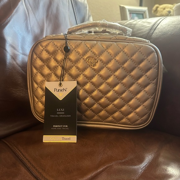 PurseN | Bags | Pursen Gold Quilted Travel Organizer Lexi | Poshmark